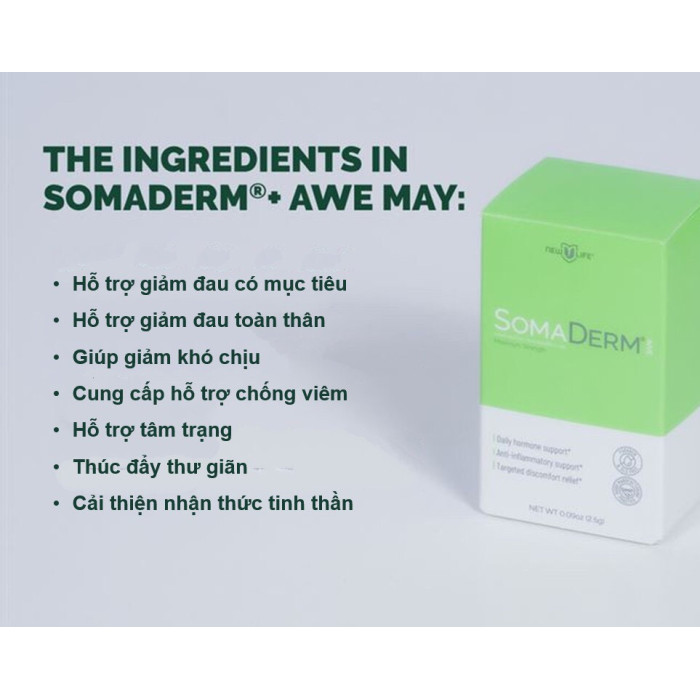 SOMADERM + AWE hỗ trợ giảm đau và căng thẳng tác dụng tức thì sau 5 phút